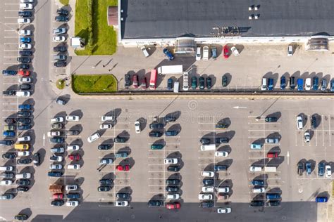 Aerial View On Large Open Air Parking Lot For Cars For Residents Of