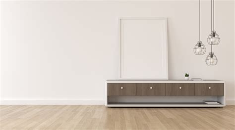 흰색 벽에 매달려 램프와 캐비닛 사진 프레임의 모형 현대적인 인테리어 디자인의 관점 3d 렌더링 0명에 대한 스톡 사진 및 기타 이미지 Istock