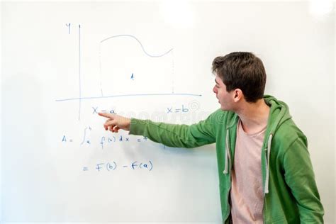 University Student Explaining Integral Calculus At Whiteboard Stock Image Image Of Graph