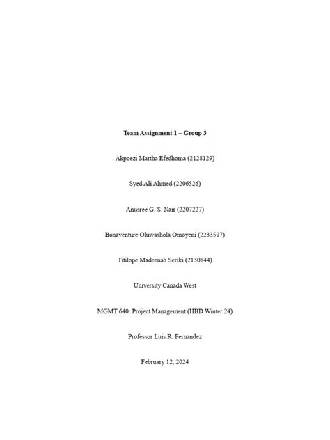 Assignment Part 1 Pdf Project Management