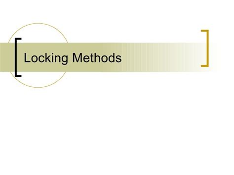 databases locking methods
