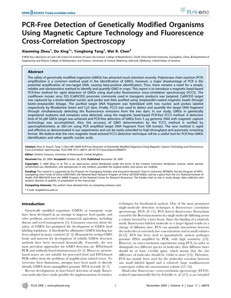 Pdf Pcr Free Detection Of Genetically Modified Organisms Using Magnetic Capture Technology And