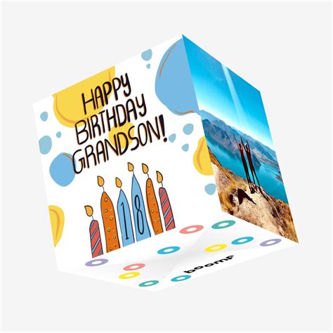 Colorful Candles Happy 18th Birthday Grandson Confetti Exploding Greet