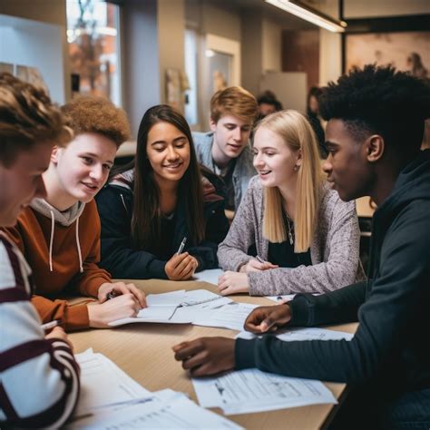 Premium Ai Image Group Of Students Group Study In The Class