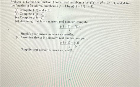 Solved Problem 4 Define The Function F For All Real Numbers