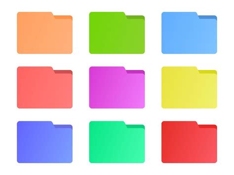 Colourful Folder Icon Collection For Web App Mobile App Or Website In Flat Style Design