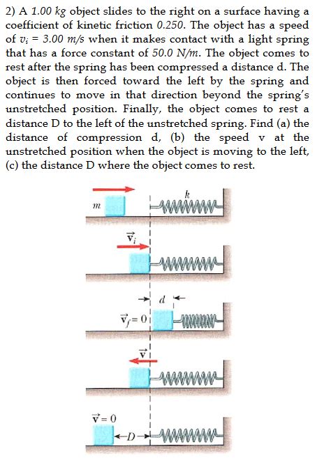 solved 2 a 1 00 kg object slides to the right on a surface