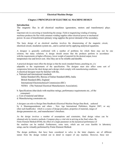 Electrical Machine Design Chapter1 Principles Of Electrical