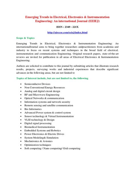 Emerging Trends In Electrical Electronics And Instrumentation Engineering An International