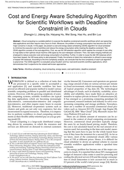 pdf cost and energy aware scheduling algorithm for scientific