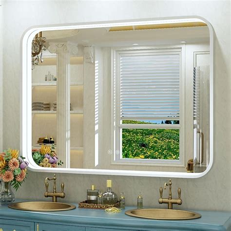Blisstyle Premium 36 In X 48 In Polished Frameless Rectangle Dimmable Led Lighted Fog Free
