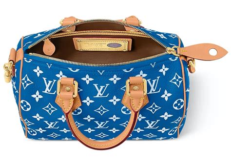 Louis Vuitton Speedy P9 Bandoulière 25 Monogram Leather Blue In Soft Calfskin With Gold Tone Us