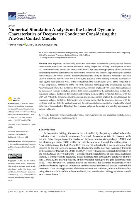 Pdf Numerical Simulation Analysis On The Lateral Dynamic Characteristics Of Deepwater