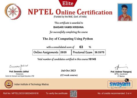 Baigari Vamsi Krishna On Linkedin Python Nptel Iitmadras Certification Learningneverstops