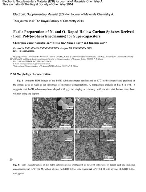 Pdf Facile Preparation Of N And O Doped Hollow Carbon Spheres