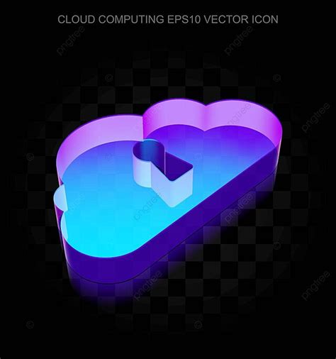 Cloud Computing Icon 3d Neon Glowing Cloud With Keyhole Made Of Glasseps 10 Vector Vector