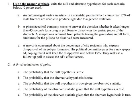 Solved 1 Using The Proper Symbols Write The Null And