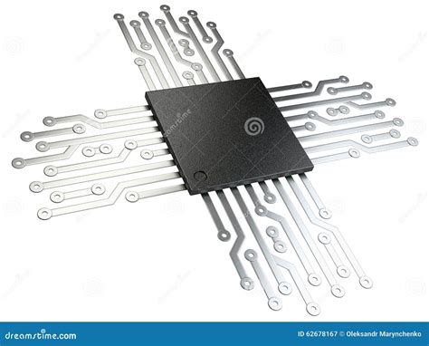 central processor unit cpu top view isolated on whitebackground 3d