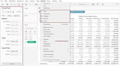 tableau formatting