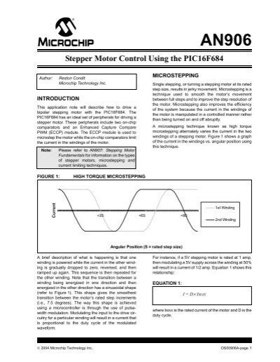 Stepper Motor Control Using The Pic16f684 Microchip