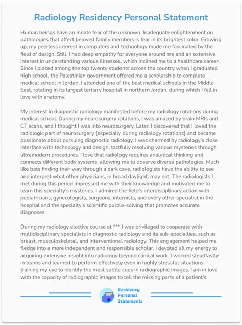 Interventional Radiology Residency Personal Statement Writing