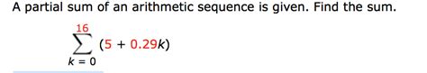 solved a partial sum of an arithmetic sequence is given