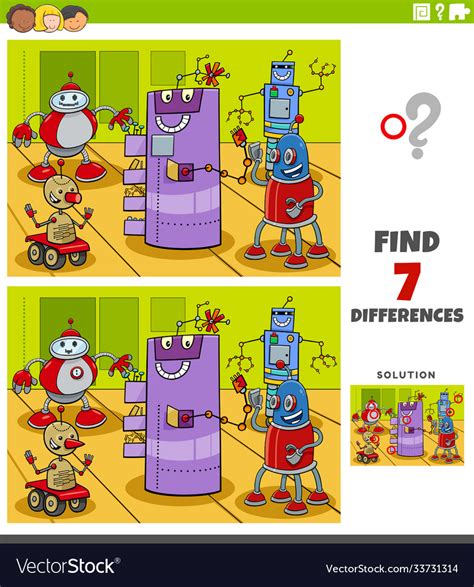 differences educational game with robot characters