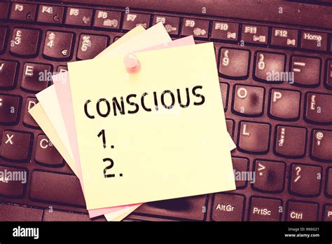 Conceptual Hand Writing Showing Conscious Business Photo Text Aware Of And Responding To Ones