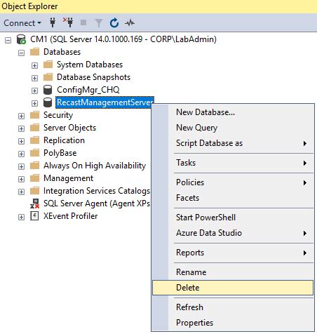 Uninstall Recast Management Server Recast Docs