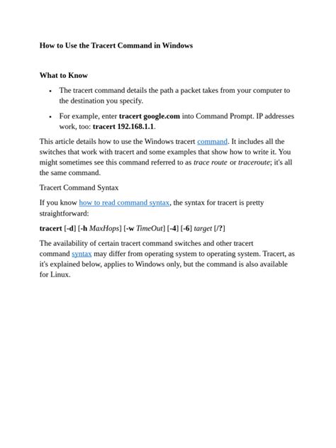 How To Use The Tracert Command In Windows Pdf Computer Science