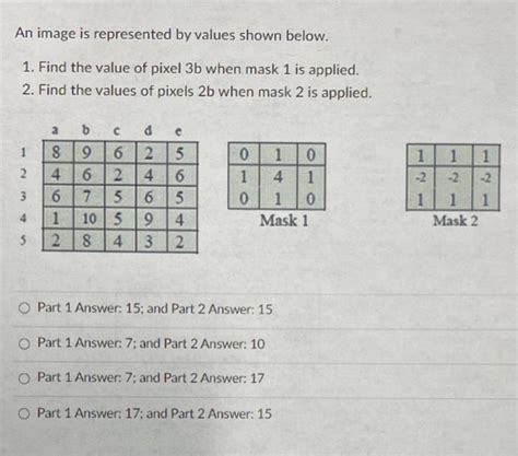 Solved An Image Is Represented By Values Shown Below Chegg