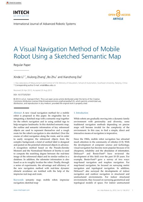 Pdf A Visual Navigation Method Of Mobile Robot Using A Sketched