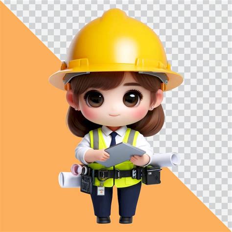 3d Cute Cartoon Character Of A Female Engineer Premium Ai Generated Psd