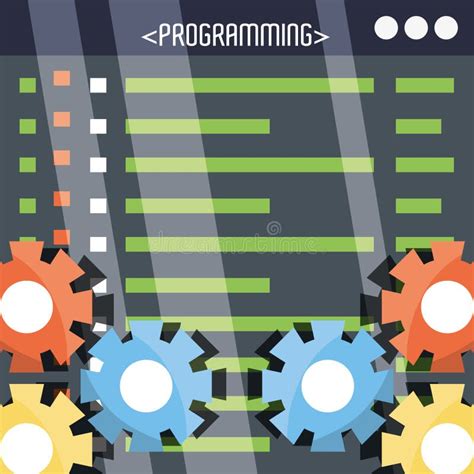 Computer With Programmig Coding On Screen Stock Vector Illustration