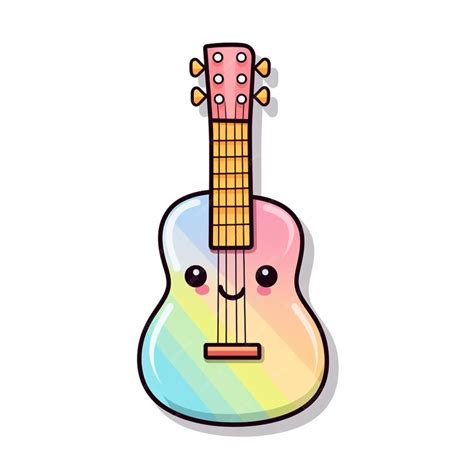 Premium Photo Cartoon Guitar With A Rainbow Colored Body And A Smiley