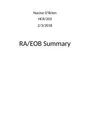 RA EOB Summary Docx Nacine OBrien HCR 203 2 3 2018 RA EOB Summary What Is The Difference