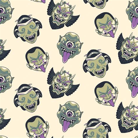 Premium Vector Japanese Pattern Mask Yokai Vector Art