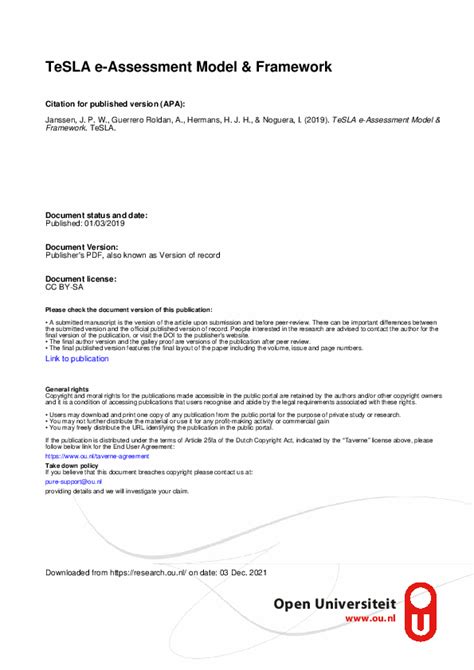 pdf tesla e assessment model and framework henry hermans