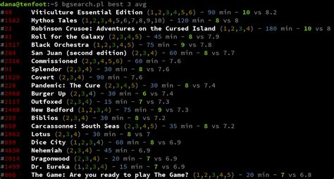 Perl Script To Quickly Search Exported Bgg Collection Boardgames