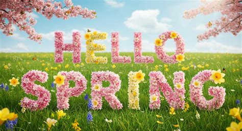 Hello Spring Themed Background Stock Illustration Illustration Of