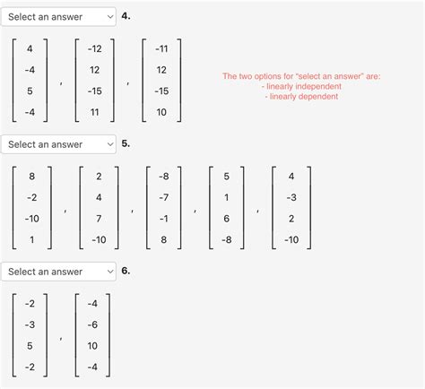 Solved Determine Which Of The Following Sets Of Vectors Are