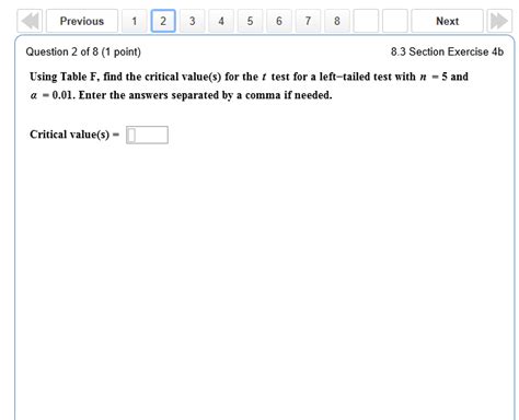 solved using table f find the critical value s for the t