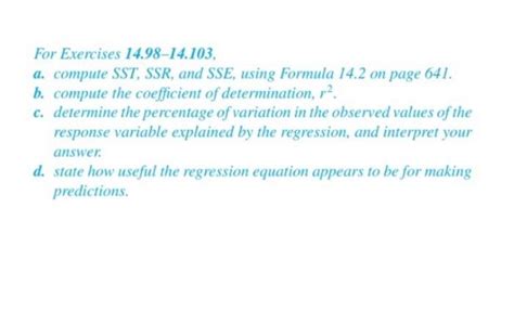 solved for exercises 14 98 14 103 a compute sst ssr and