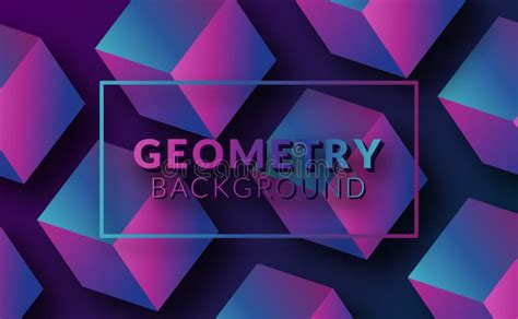 Modern Abstract 3d Cube Pattern Geometric Background With Futuristic Neon Gradient Color Stock