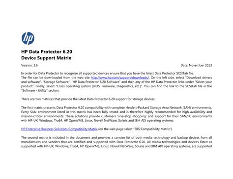 Pdf Hp Data Protector 620 Device Support Matrix Dokumentips