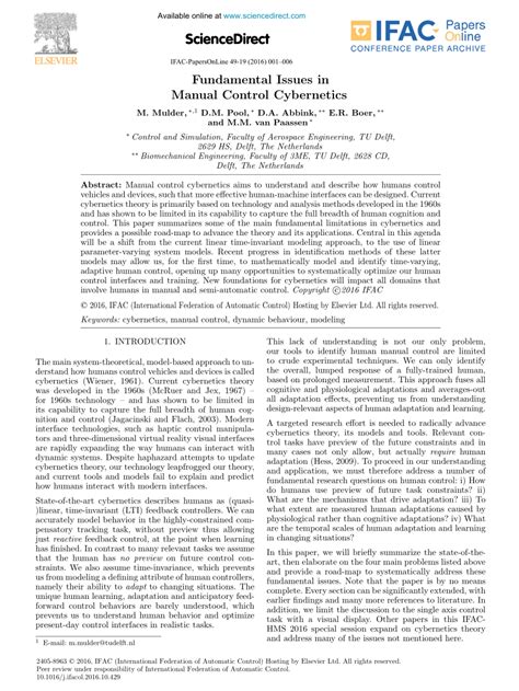 Pdf Fundamental Issues In Manual Control Cybernetics