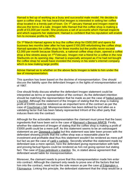 Misrep Prob 5 Pdf Misrepresentation Business Law