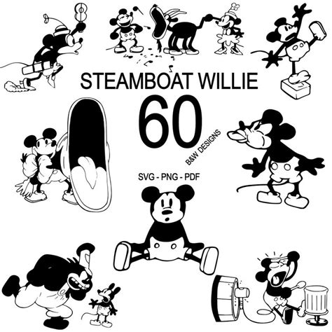 Steamboat Willie Black And White Design Svg Instant Download