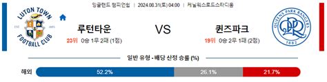 8월31일 잉글랜드챔피언쉽 루턴타운 Qpr 해외축구분석 스포츠분석 축구자료 라이브스코어 라이브맨 실시간 라이브스코어