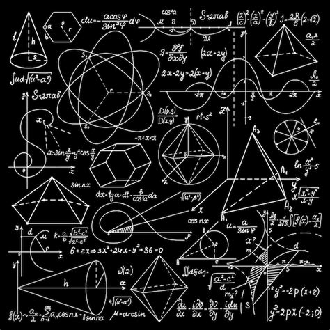 Pizarra Con Fórmulas Matemáticas Y Geométricas De Líneas Finas Fondo De Patrón Matemático